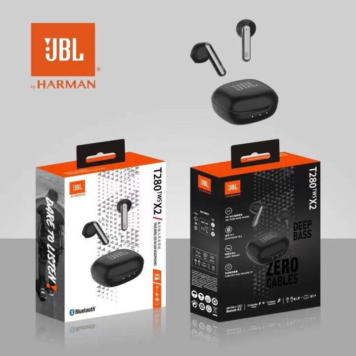 หูฟังบลูทูธ JBL T280TWS X2 True Wireless Bluetooth Headphones In-Ear Earbuds บลูทูธ 5.3 หูฟังแบบ ...