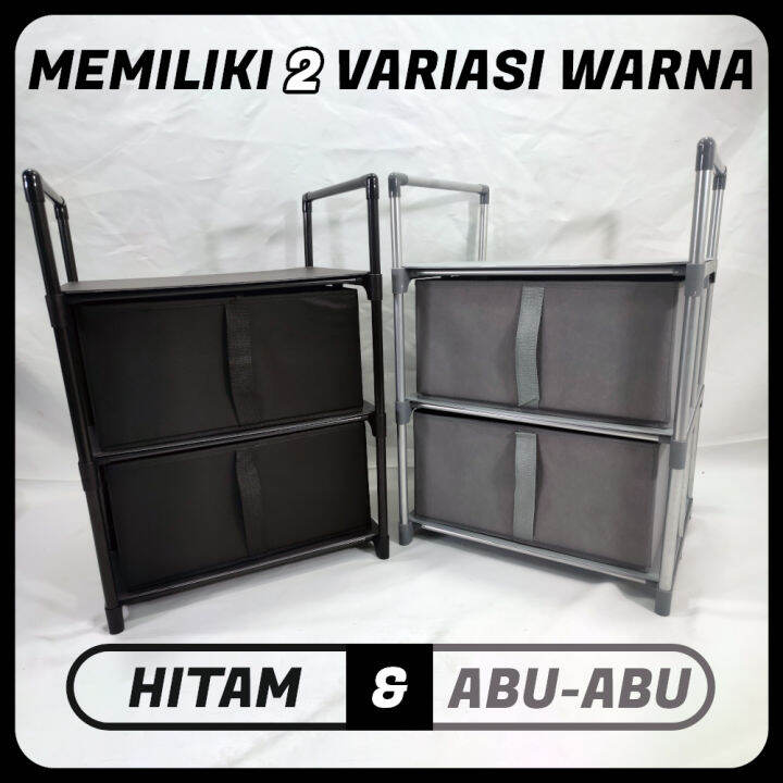 Rak Penyimpanan Storage Rack Laci 3 Susun 2 Laci Kain Linen Mono Double ...