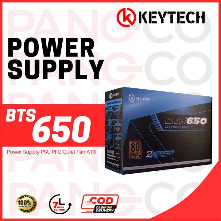 KEYTECH BTS 650 ATX Power Supply 80Plus Bronze Rated 650w Power Supply ...