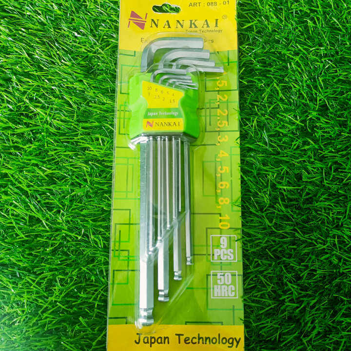 KUNCI L BALLPOINT EXTRA LONG 9 PCS NANKAI / kunci l 1set komplit kunci l satu set lengkap kunci ...
