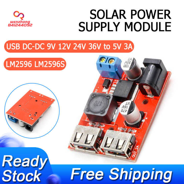 LM2596 LM2596S Dual USB DC-DC 9V 12V 24V 36V to 5V 3A Step Down Buck Converter Board Car Charger ...