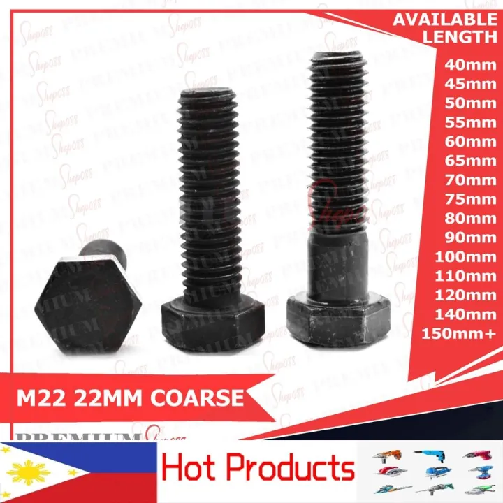 HOT M22 22MM High Tensile HT US Hexagonal Bolt Cap Screw Nut Hex HTNC ...