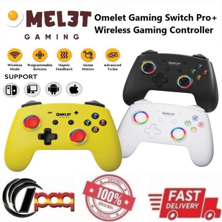 Omelet Gaming Switch Pro+ Wireless Gaming Controller Crystallized Responsive Button Nintendo ...