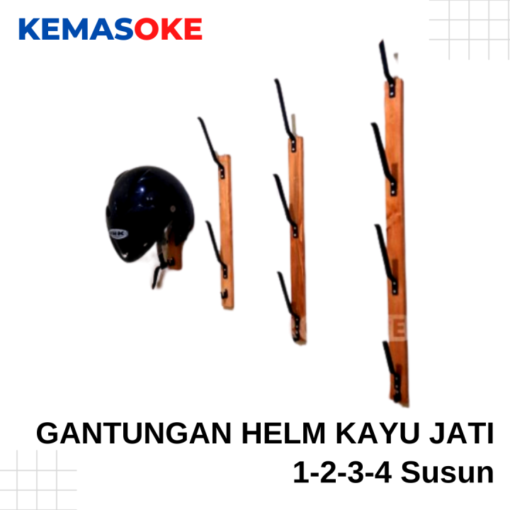 Rak helm gantung Gantungan helm dinding Tempat helm kayu besi | Lazada ...