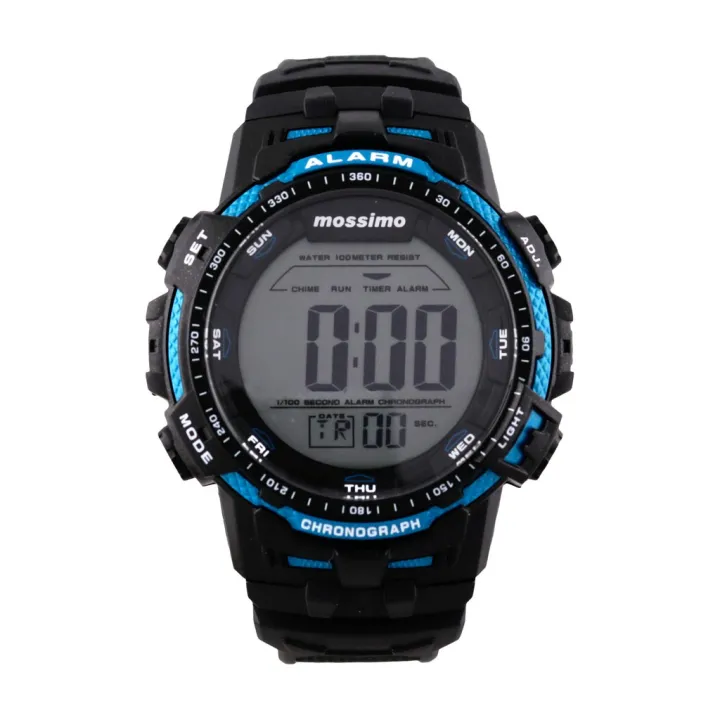 Mossimo Ryan Men Black Rubber Strap Digital Watch MS-1827G-BLU | Lazada PH