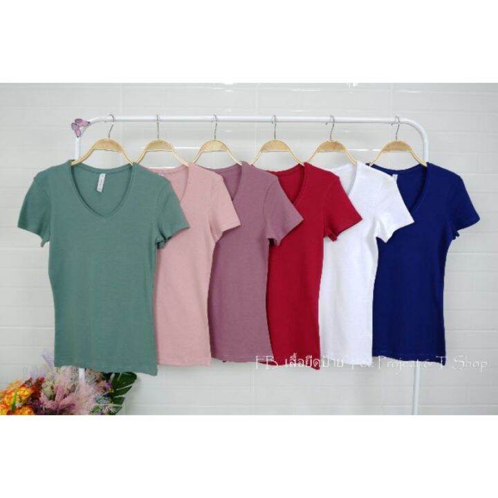 เสื้อยืด คอวีเดินเส้นแขนสั้น ป้า Tee Project | Lazada.co.th