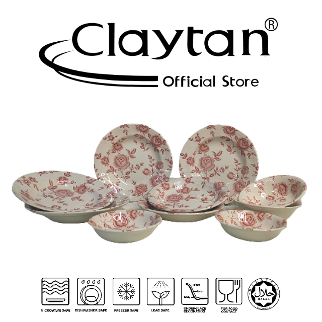CLAYTAN 10 PCS DINNER SET A (4 Pax) Lead Safe Ceramic Tableware Pinggan ...