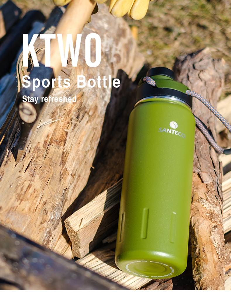 SANTECO 24oz ขวดน้ําสแตนเลสหุ้มฉนวน, KTWO Series, ผนังสองชั้น, ขวด ...