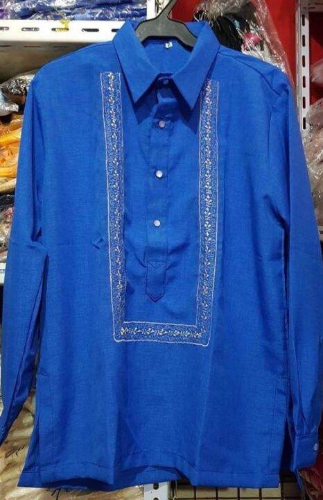 Barong Long Sleeve Formal Long Sleeve Royal Blue | SIZE: XS-2XL | Lazada PH