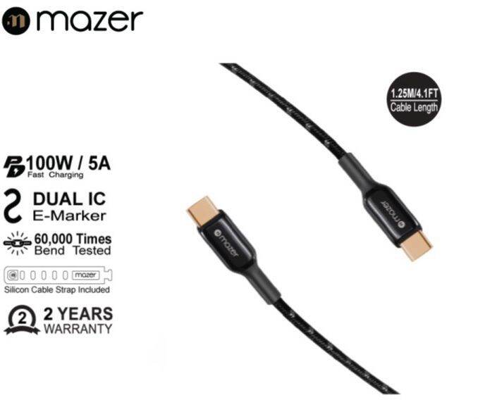 Mazer USB C to USB C Cable Fast Charging 5.0A PD 100W 1.25M 2 Years Warranty | Lazada Singapore