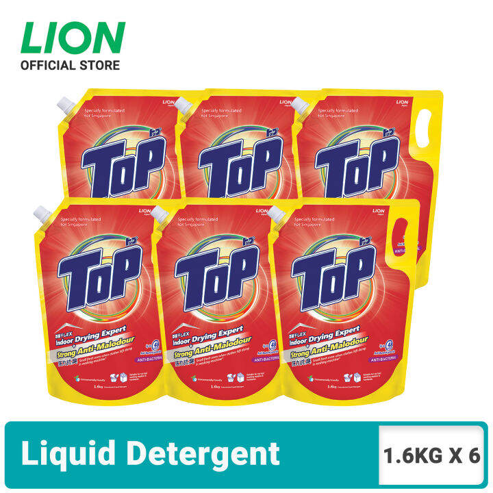 TOP Concentrated Liquid Detergent Anti-Bacterial Refill 1.6kg x6 ...