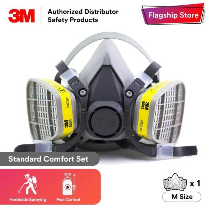 3M 6200 + 3M 6003 Set Including 3-M 6200 Half Facepiece Respirator + 3M 6003 Organic Vapor/Acid ...
