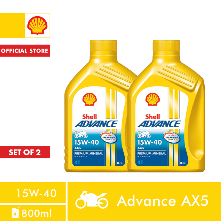 Shell Advance 4T AX5 15W-40 Motorcycle Engine Oil 800ml - Set of 2 | Lazada PH