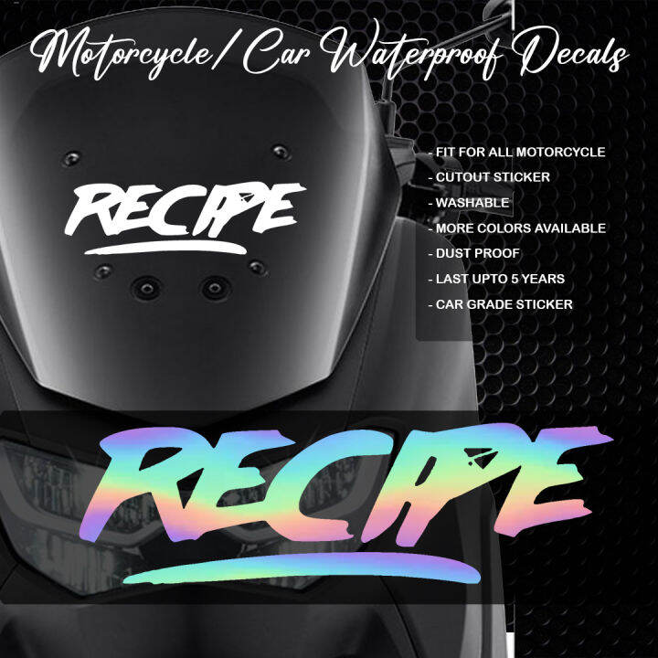 Recipe Motorcycle & Car Sticker Decals Vinyl High Adhesive Weather ...