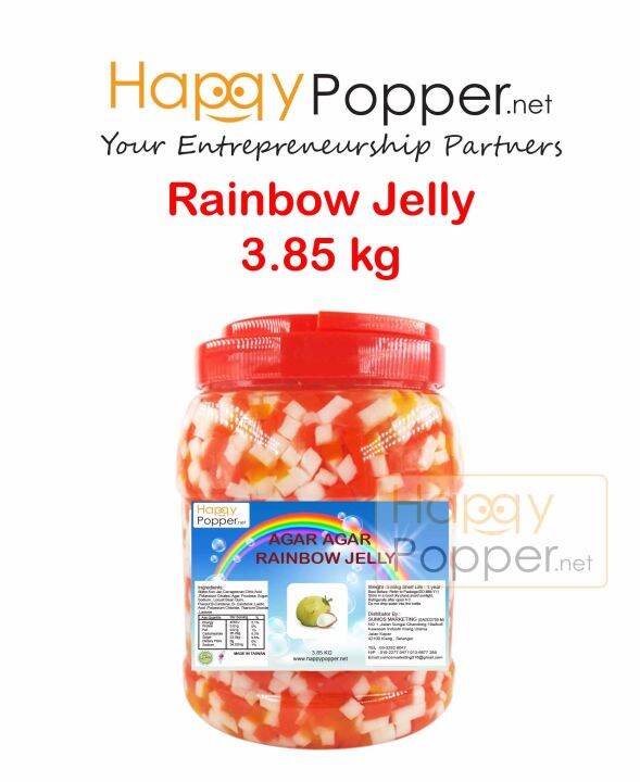 Happypopper Coconut Rainbow Q QQ Color Jelly Cendol Topping Toppings 3.8 Kg 3.8kg Halal 三色椰果果冻 ...