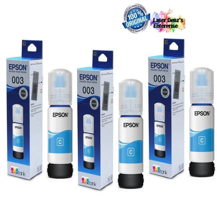 Epson 003 Cyan Ink Refill Bottle 65ml Set of 3 Bundle | Lazada PH