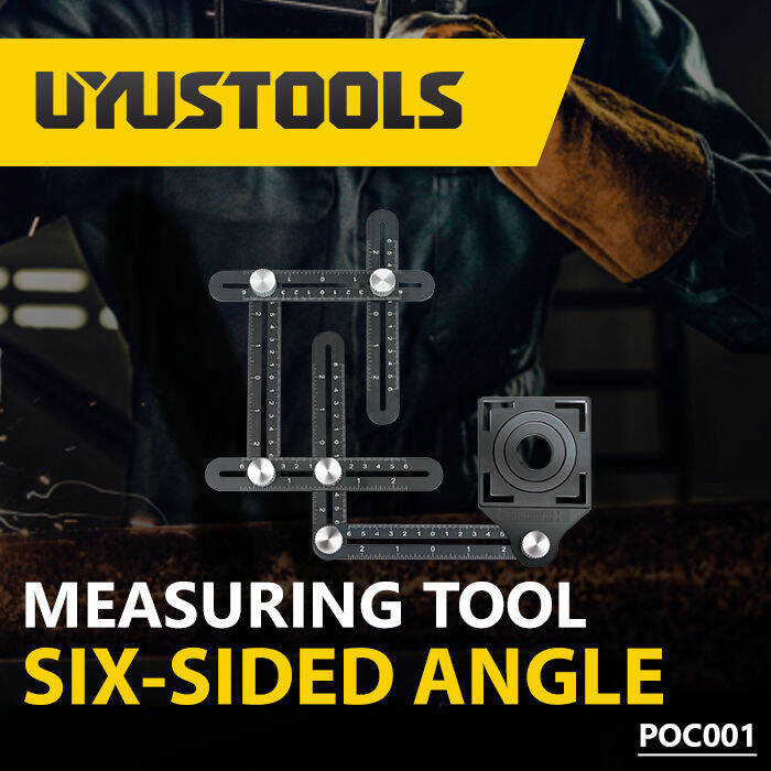 UYUSTOOLS SIX-SIDED ANGLE MEASURING TOOL Aluminum Alloy Six-Sided Ruler ...