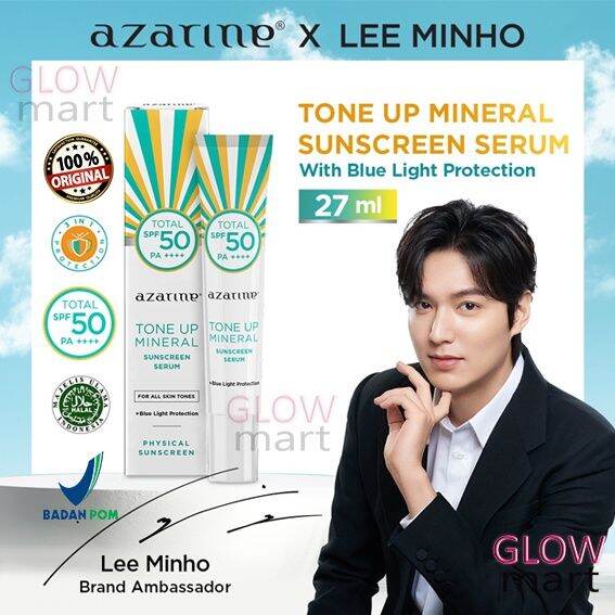 GLOWMART AZARINE Tone Tp Mineral Sunscreen Serum SPF 50 PA+++ 27 ml ...