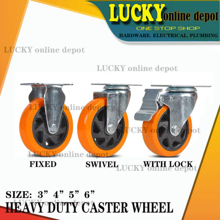 CASTER WHEEL FIXED (3"/4"/5"6")/SWIVEL (3"/4"/5"/6")(ORANGE W/LOCK & W ...