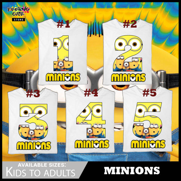 Minions Number Shirt 1 2 3 4 5 6 7 8 9 10for Kids to Adults Unisex ...