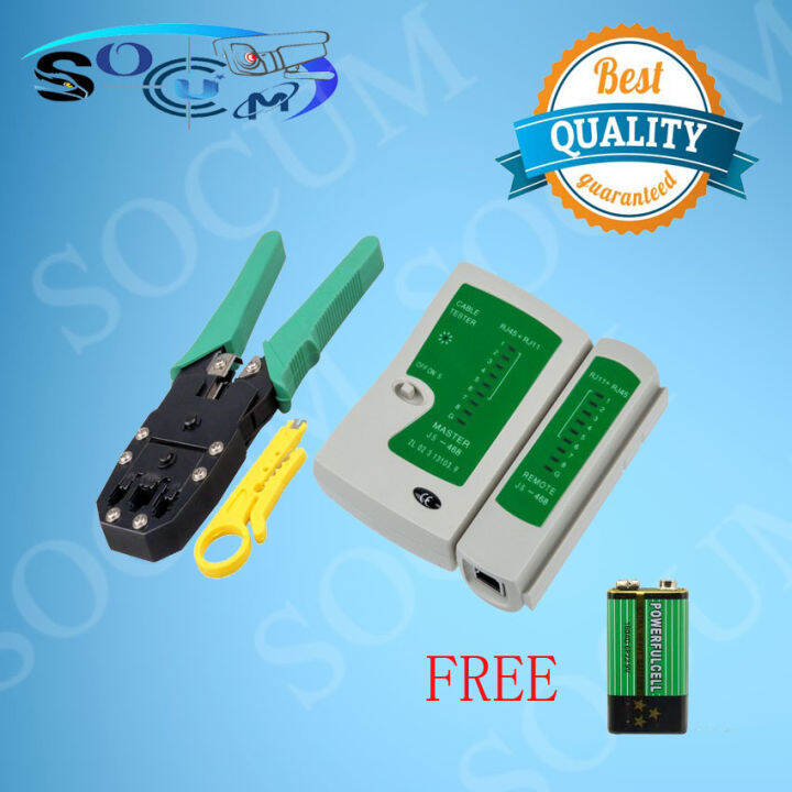 (combo)Crimping Tool and Wire Stripper LAN Tester Set w/ 9V Battery ...