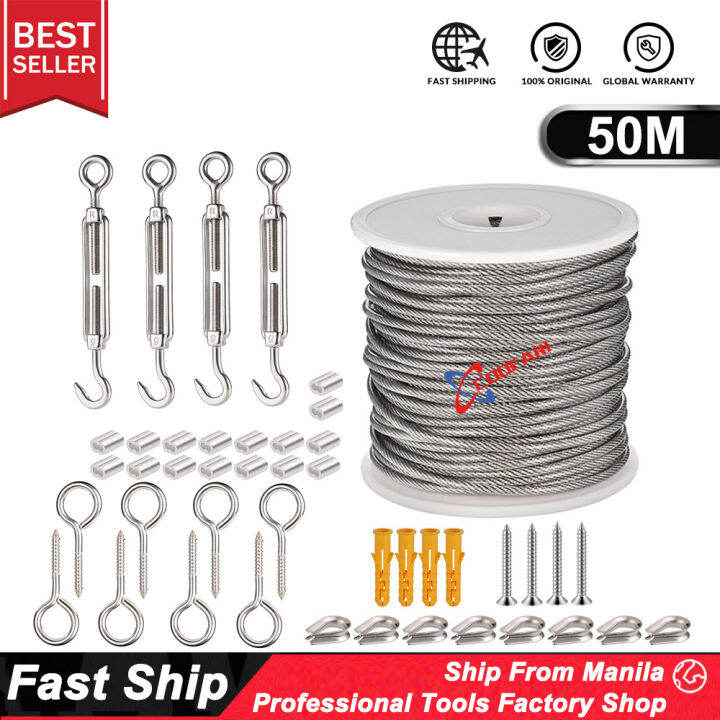 Heavy Duty 30m 50m Wire Rope Cable Hooks Steel Cable Stainless Steel Wire Turnbuckle Cord ...