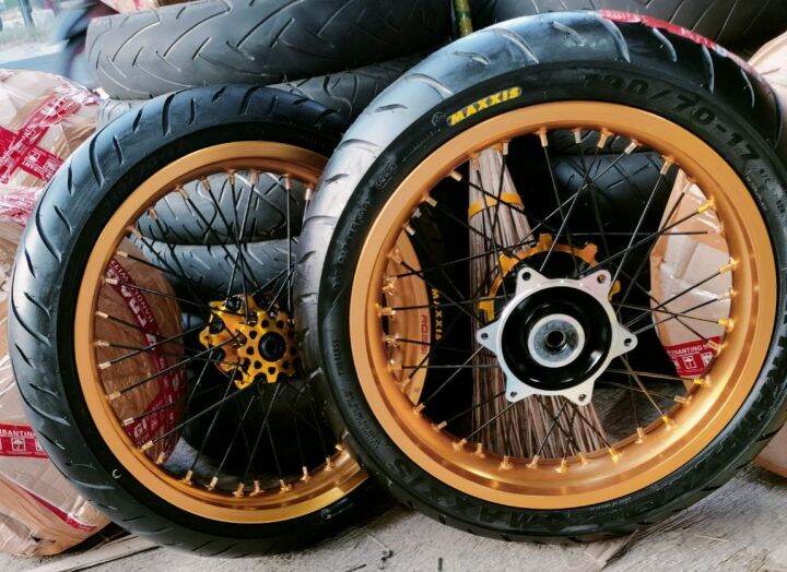 Roda Supermoto CRF Ring 17 Ukur 300 350 Wheelset CRF 150 L Ban Maxxis ...