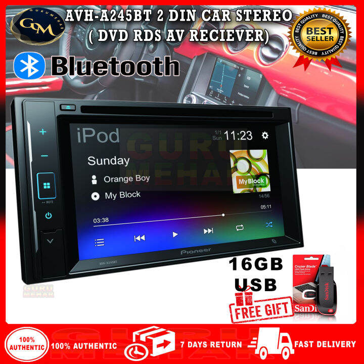 PIONEER (AVH-A245BT) - 2 Din Bluetooth Car Stereo DVD , RDS , Digital Media AV Receiver with ...