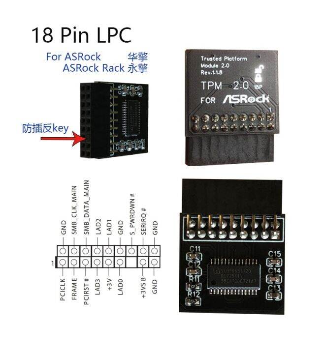 Tpm 2.0 Encryption Security Module Board Remote Control TPM2.0 LPC SPI ...
