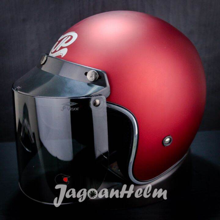JPX HELM JP RETRO NEW BIGIE | RED SCARLET DOFF BLACK | JPRETRO | Lazada ...