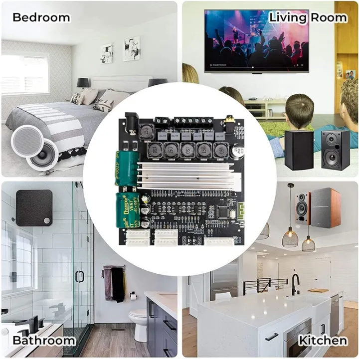 ZK-TB22P 2.1 Channel Bluetooth Audio Amplifier Board TPA3116D2 50W+50W+100W TWS Box ...