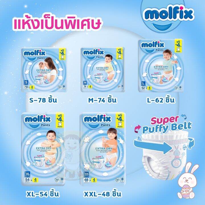 Molfix Pants ผ้าอ้อมแบบกางเกง โมฟิก มีเทปพันทิ้งหลังใช้ (มีเบอร์ S-XXL ...
