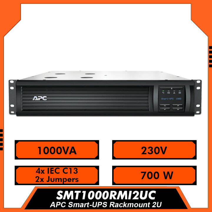 APC SMT1000RMI2UC Smart-UPS, Line Interactive, 1000VA, Rackmount 2U, 230V, 4x IEC C13 outlets ...