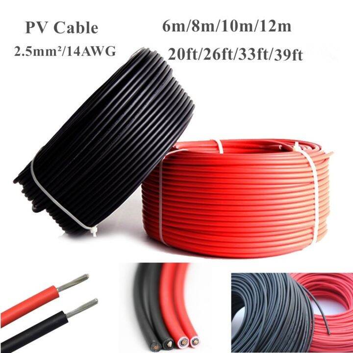 Solar Panel Extension Cable 2.5 mm² 14 AWG 5M 10M 15M 20M 1 Pair Copper ...