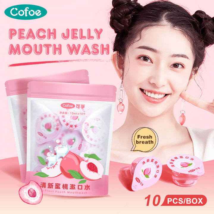 Cofoe น้ำยาบ้วนปากแบบพกพาสีพีชหายใจคล่องซักปากปราศจากแอลกอฮอล์13มล. × 10ชิ้น/ถุง | Lazada.co.th