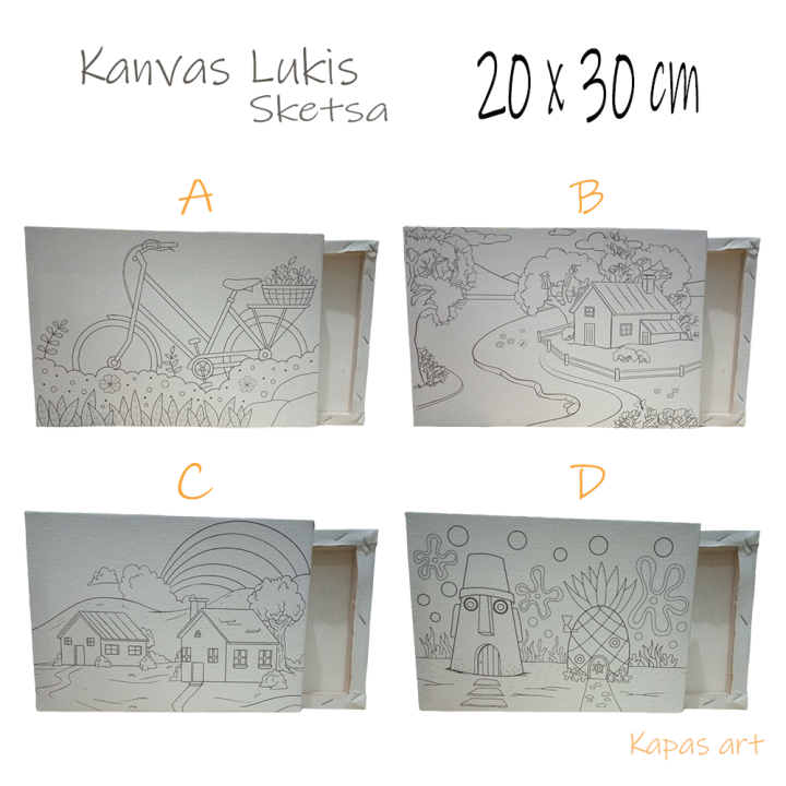 Kanvas Lukis Sketsa Pemandangan 20x30cm Siap Pakai | Lazada Indonesia
