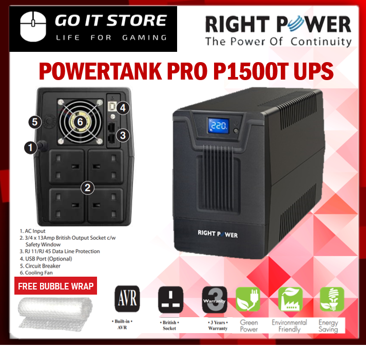 RIGHT POWER POWERTANK PRO P1500T / P2000T 1500VA 2000VA UPS | Lazada