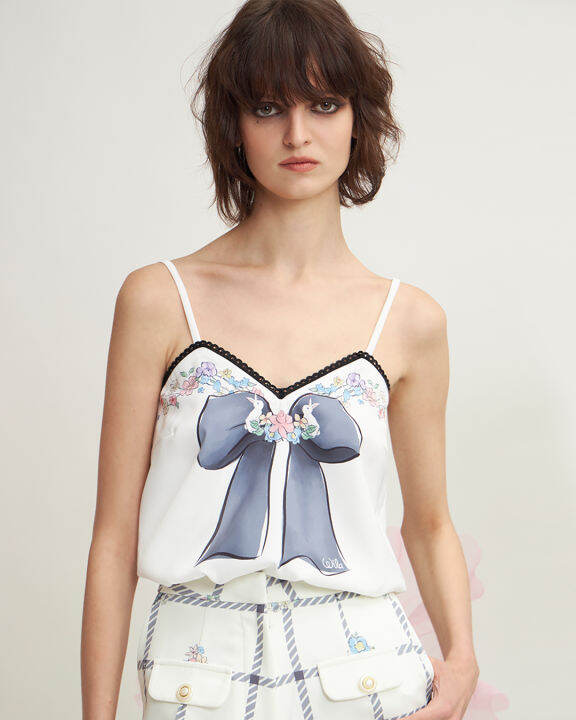 Wila-Freya Top เสื้อสายเดี่ยว Y2K สายหวาน ลายโบว์ | Lazada.co.th