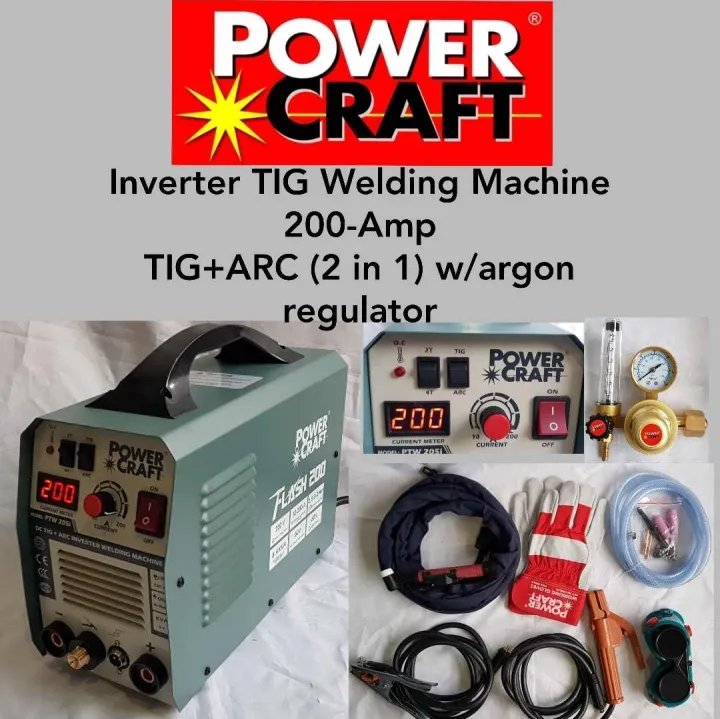 POWERCRAFT TIG Welding Machine Inverter type 200-Amp TIG+ARC w/ argon ...