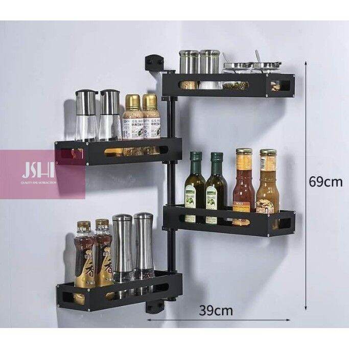 Hanging Condiments Rack 4 Layers Layer Tier Black | Lazada PH