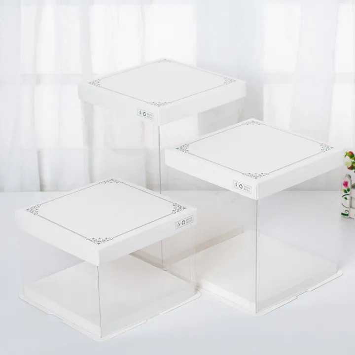 Transparent cake box 6/8/10/12/14 inch portable double-layer ...