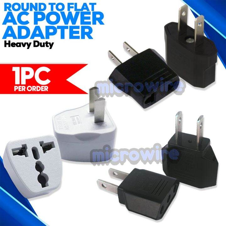 Round To Flat AC Plug Adapter Adaptor | Lazada PH