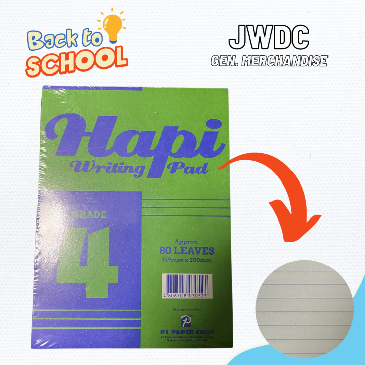 Hapi Grade 4 Writing Pad 149mm x 200mm 80 Leaves | Lazada PH