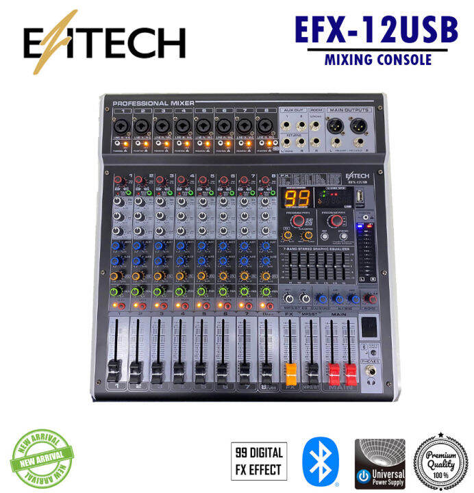 EZITECH EFX-12USB PROFESSIONAL 8 CHANNEL MIXER | Lazada