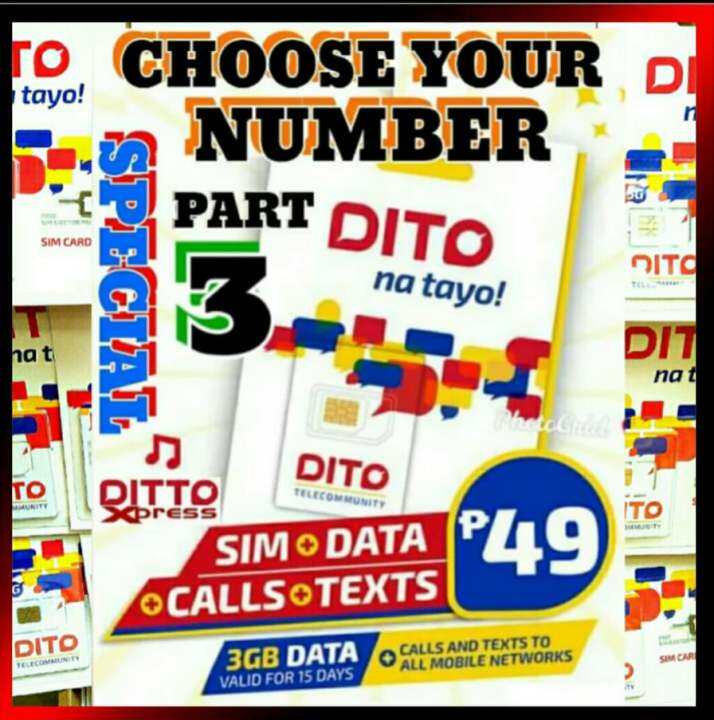 DITO Sim Card 5G CHOOSE YOUR NUMBER SPECIAL (Part 3) w/ 3GB Data+Call ...