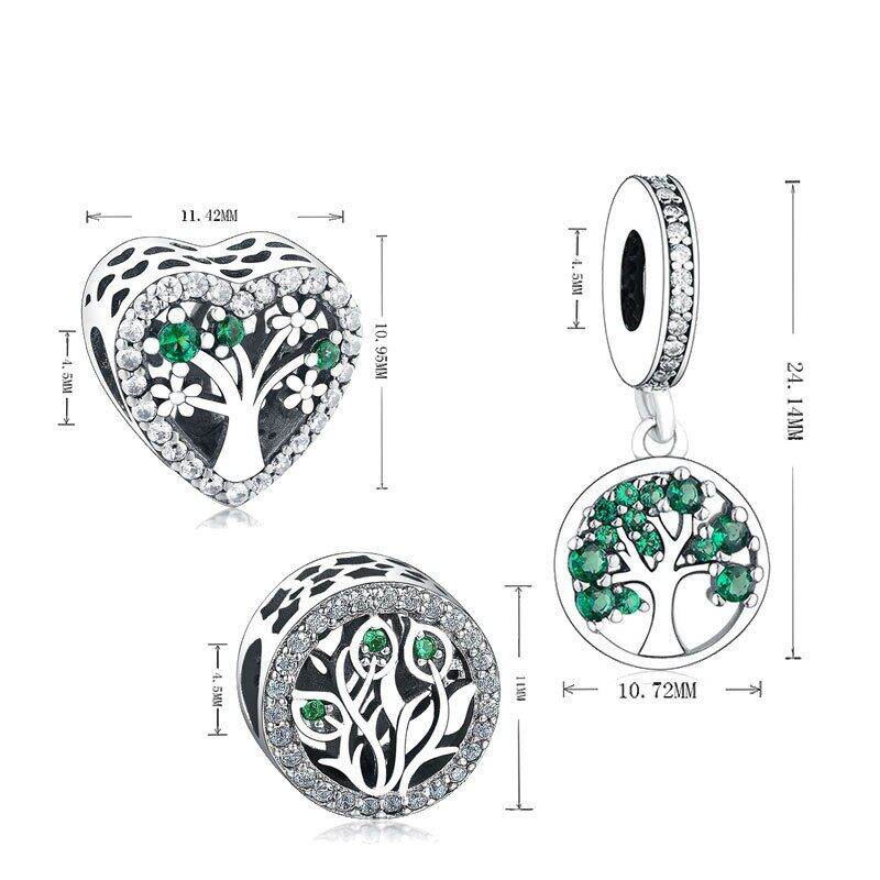 กำไลต้นไม้สีเขียว Cz 925เงินสเตอร์ลิงห้อยสร้อยคอทำเอง | Lazada.co.th