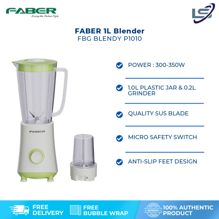 FABER 1L Blender FBG BLENDY P1010 | 1.0L Plastic Jar & 0.2L Grinder ...