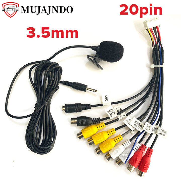 MUJAJNDO 3.5mm external mic harness 20pin RCA harness for car stereo ...