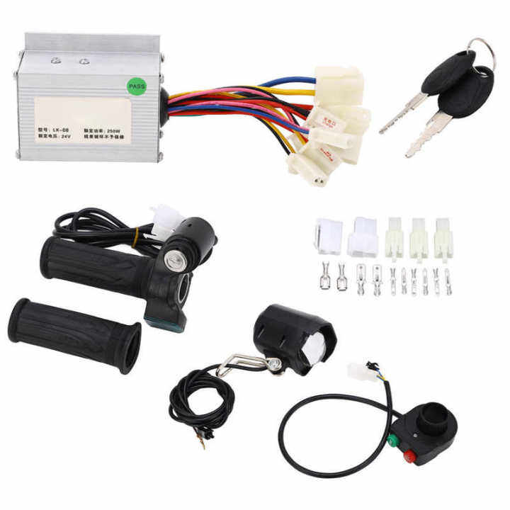 24V 250W Brushed Motor Speed Controller Headlight Throttle Grip With Lock And Keys For Electric ...