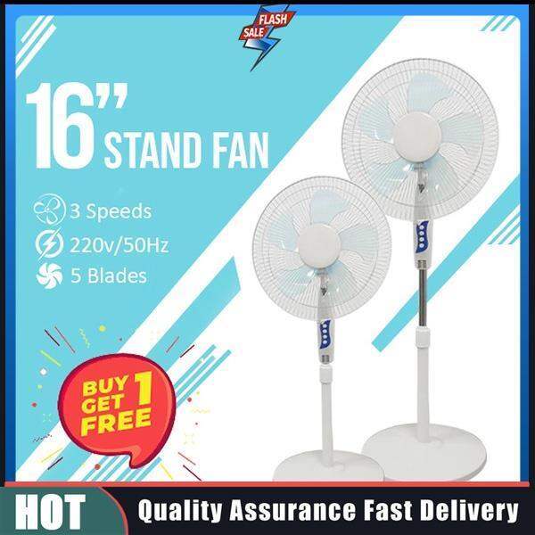 Electric Fan 16 Inch Stand Fan 3 Speed Mode 5 Blades Strong Wind Energy ...
